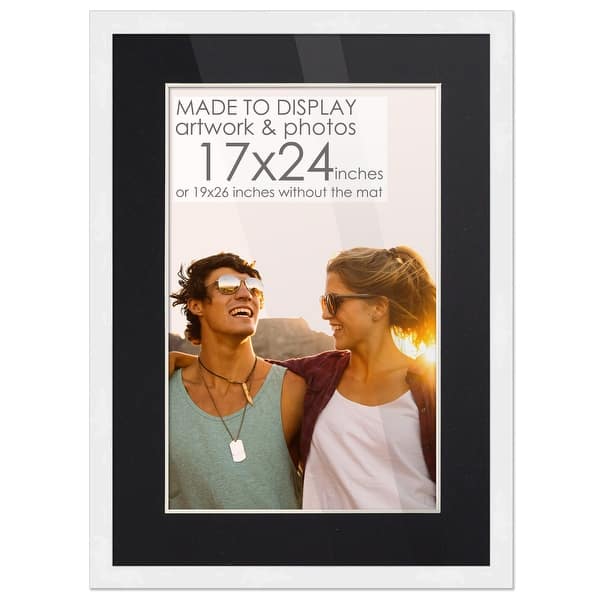 19x26 White Picture Frame with 16.5x23.5 Black Mat Opening for 17x24 ...
