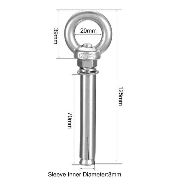 M8 x 100 Expansion Eyebolt Eye Nut Screw with Ring Anchor Raw Bolts 4 ...