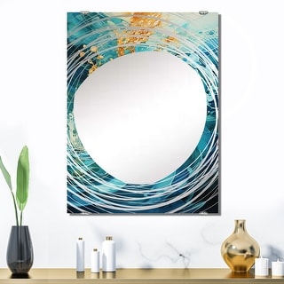 Designart "Aqua Dream Rush Flow III" Abstract Collages Mirror Orange ...