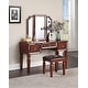 Cherry Color Vanity Set with Stool, Three Storage Drawers, Bedroom ...