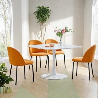 5-PC Dining Set with Burnt Orange Table and Chairs,Modern Dining Set ...
