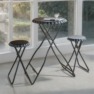 Black Stowable Side Table with Two Seats - Space-Saving Design - Bed ...
