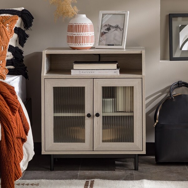 Wood and glass nightstand store