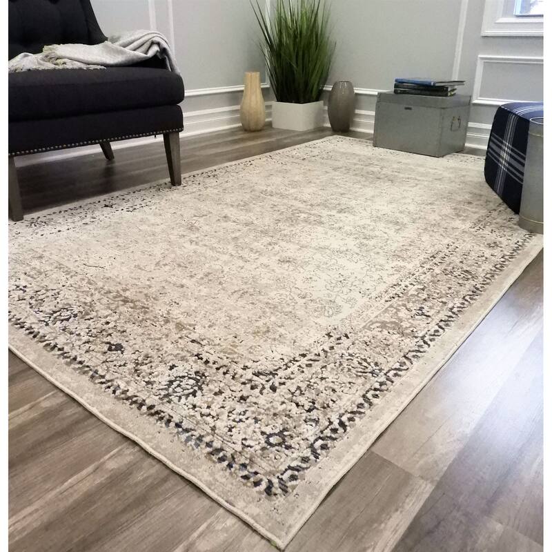 Cambridge CreamVintage Distressed Oriental Area Rug - Overstock - 19569808