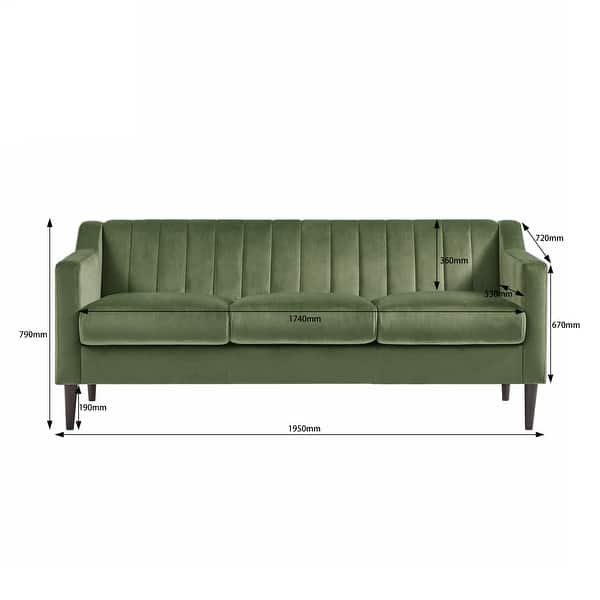 Mid Century Modern Chesterfield Velvet Sofa Couch with Wooden Frame and ...