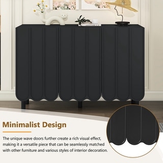 Wave Doors Accent Cabinet Sideboard with Adjustable Shelves, Storage ...