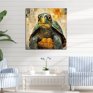 Designart "Cubist Abstraction Of A Turtle Using Olive Green Cd62Bf84 ...
