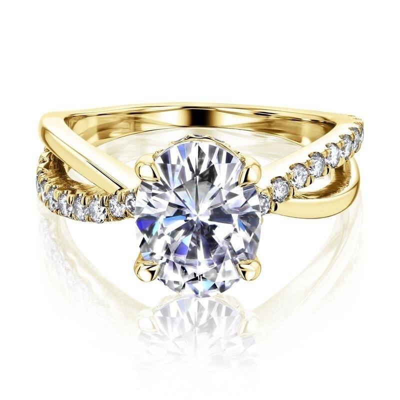 Annello by Kobelli 14k Solid Gold Ribbon Bypass Oval Forever One ...