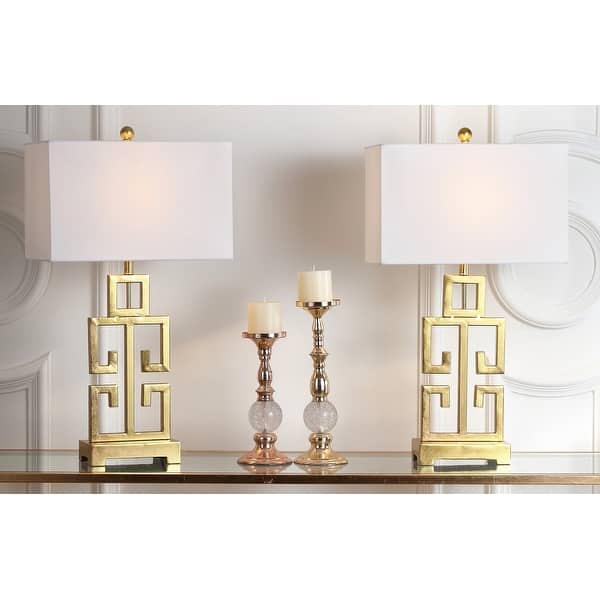 SAFAVIEH Lighting Greek Key Antiqued Gold 29-inch Table Lamp (Set of 2 ...