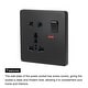 UK US Socket Switched Multi Power Outlet Black 250V 13A 88mmx86mm Pack ...