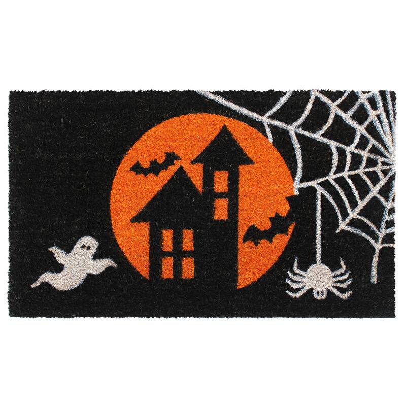 RugSmith Orange Machine Tufted Ghost House Doormat, 18" x 30" - 18" x ...