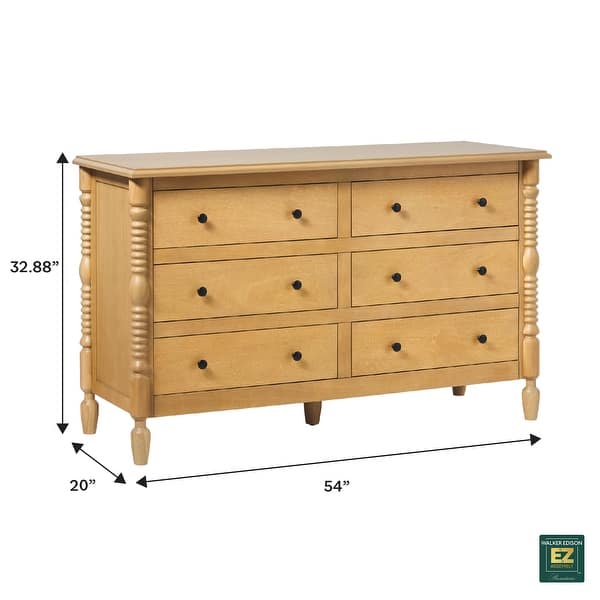 Walker Edison Easy Assembly 6-Drawer Dresser with Wood-Turning Details ...