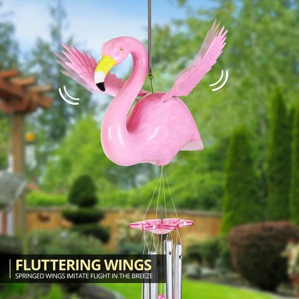 Exhart Large WindyWings Pink Flamingo Wind Chime, 13 by 24 Inches - Bed ...