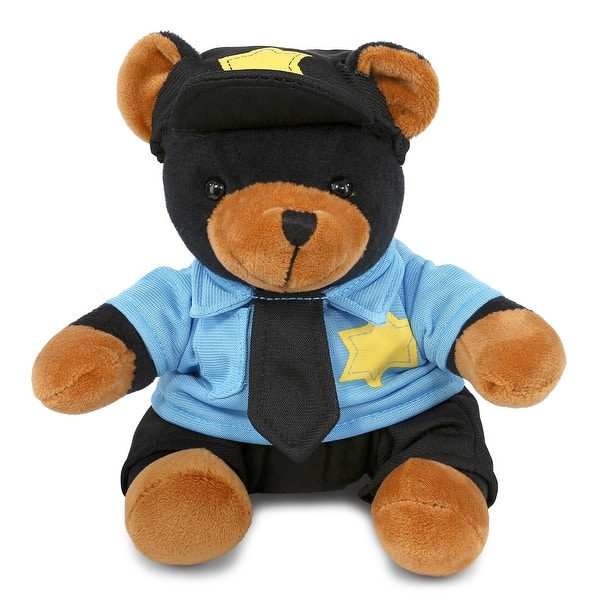 DolliBu Black Bear Police Officer Plush Toy with Cop Uniform and Cap ...