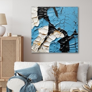 Designart "Black And Blue Paint Stroke Fight" Abstract Shapes Wall Art ...