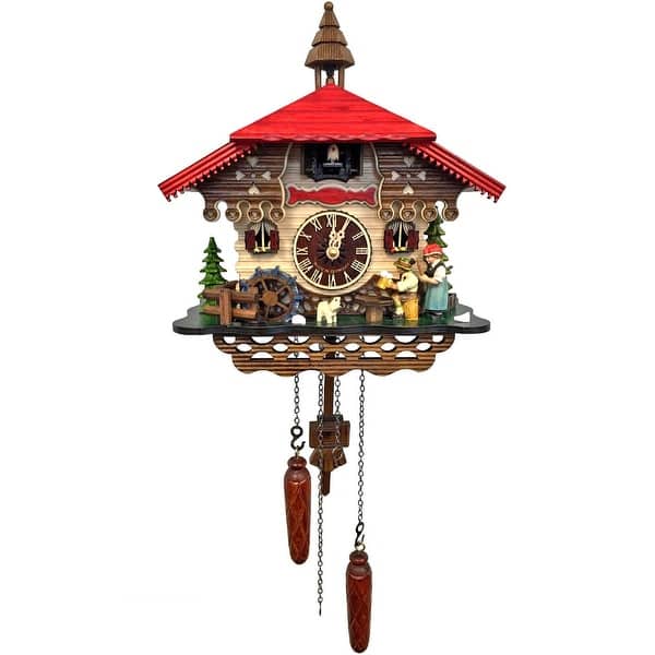 10-Inch Brown and Red Engstler Battery-Operated Cuckoo Wall Clock - Bed ...