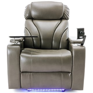 Grey Power Motion Recliner with USB Charging Port, Arm Storage, and ...