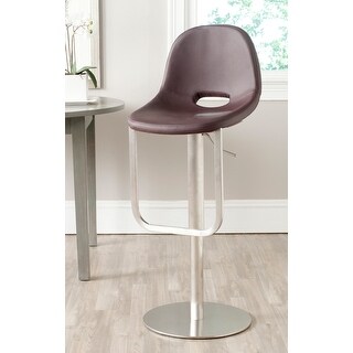 SAFAVIEH Andrina Brown Leather Adjustable 20-32-inch Swivel Modern Bar Stool - Bed Bath & Beyond ...