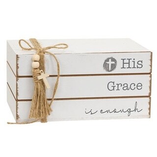 His Grace is Enough Wooden Book Stack - 4” high by 7.5” wide by 5” deep ...