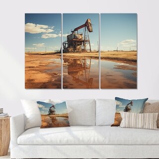 Designart "Oil Drilling Rig Fields Horizon" Oil Rigs / Fields Canvas ...