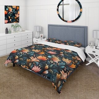 Designart "Enchanted Noir Moody Patterns III" Cottage Bedding Cover Set ...