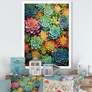 Designart "Succulents Succulent Mosaic" Succulent Framed Canvas Wall ...