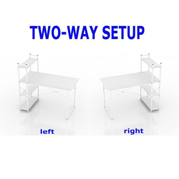 47 inches Computer Desk with Bookshelf Pebble White - Bed Bath & Beyond ...