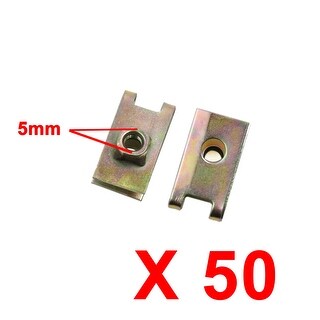50 Pcs 5mm Hole Dia Door Screw U-Clip Type Metal Fastener - Brass Tone ...