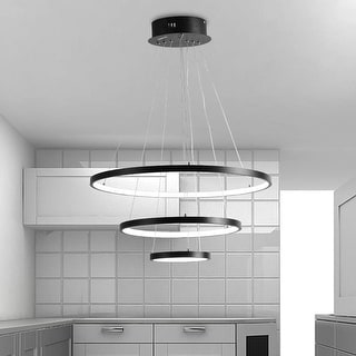 Modern Painted Black 3 Rings LED Pendant Light Fixture - Bed Bath ...