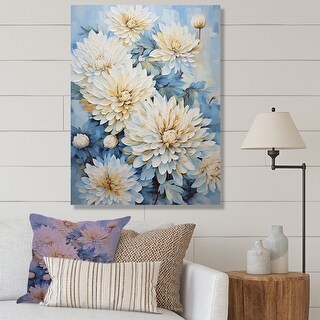 Designart "Blue And White Mums Flowers Elegance III" Mums Wall Art ...