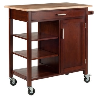 Marissa Kitchen Cart, Walnut - 36.18 x 18.5 x 34.61 inches - Bed Bath ...