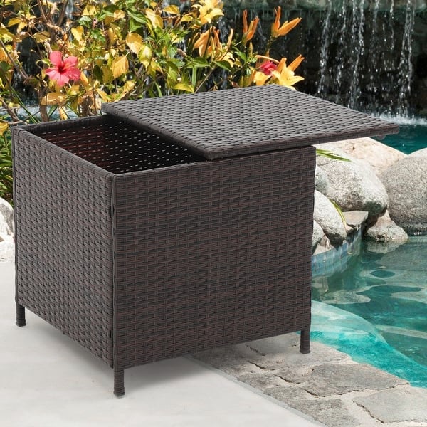 Outdoor Wicker Side Table with Storage - Bed Bath & Beyond - 37556014