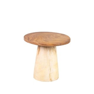 Natural Solid Wood Side Table With Pedestal Base by East at Main - Bed ...