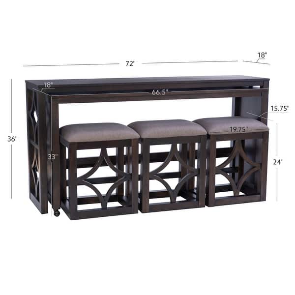 Crewson Wood 2-Piece Nesting Rolling Console with 3 Stools - Bed Bath ...