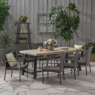 Jefferson Outdoor 8 Seater Wood and Wicker Dining Set by Christopher ...