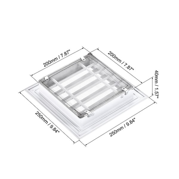 Ventilation Grille Air Vent 250x250mm(LxW) White for 200x200mm Wall ...
