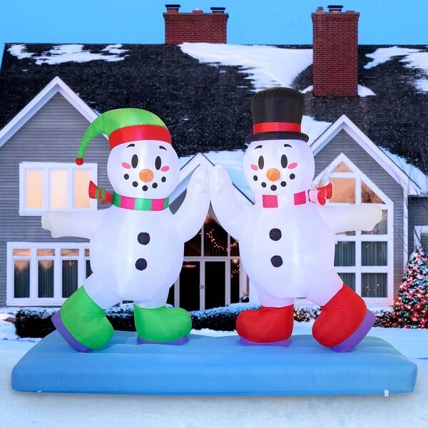 Syncfun 8 FT Christmas Inflatable Snowman, High Five Skating Snowmen ...