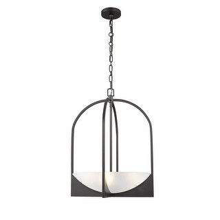 Devon by Z-Lite 4 Light Pendant in Matte Black with Sand Blast Glass ...