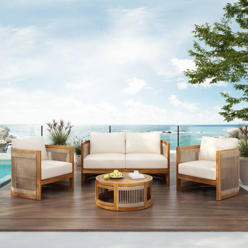 Christopher Knight Home- Sophia 4-piece Acacia Wood Outdoor ...