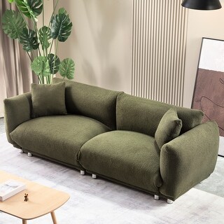 Green Loveseat Sofa Bread-like Recliner Sofa Settee with 2 Pillows ...
