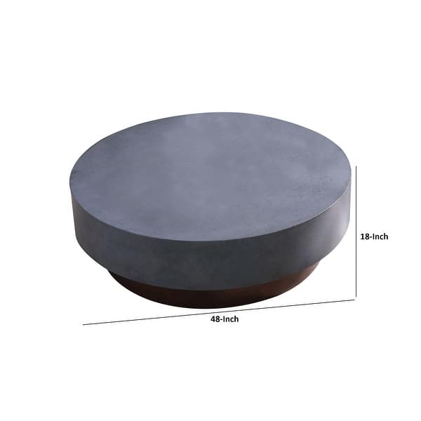 Cid Axa 48 Inch Round Coffee Table, Gray Metal Top, Copper Plinth Base ...