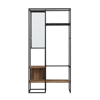 Modern Rustic Oak Hall Tree - Wood and Metal Combination with Shelves ...