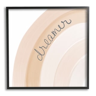 Stupell Dreamer Cursive Calligraphy Pastel Rainbow Stripes Framed Wall ...