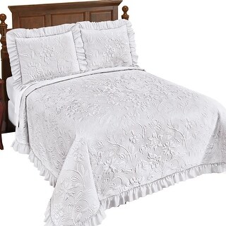 Mila Textured Floral Design Ruffled Edge Quilt - Bed Bath & Beyond ...