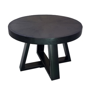 Raj 24 Inch Round Coffee Table, Cross Leg Design, Black Acacia Wood ...