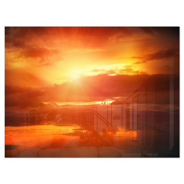 Yellow Sunset above Clouds - Oversized Beach Glossy Metal Wall Art ...