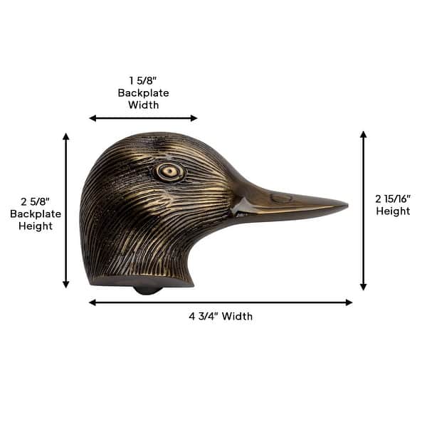 Brass Duck Head Shaped Front Door Knocker 3" H x 4.75" W Solid Brass ...