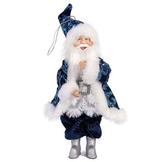 9" Blue Santa Christmas Figurine Collectible Ornament Doll - Bed Bath ...