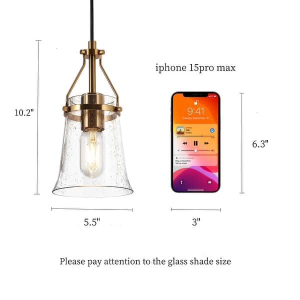 Haye Modern Gold 1-Light Mini Glass Pendant Light for Kitchen Island ...
