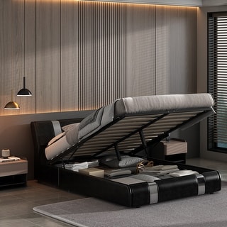 Hydraulic Lift Up Storage Bed Frame Stainless Steel Slats Design - Bed ...